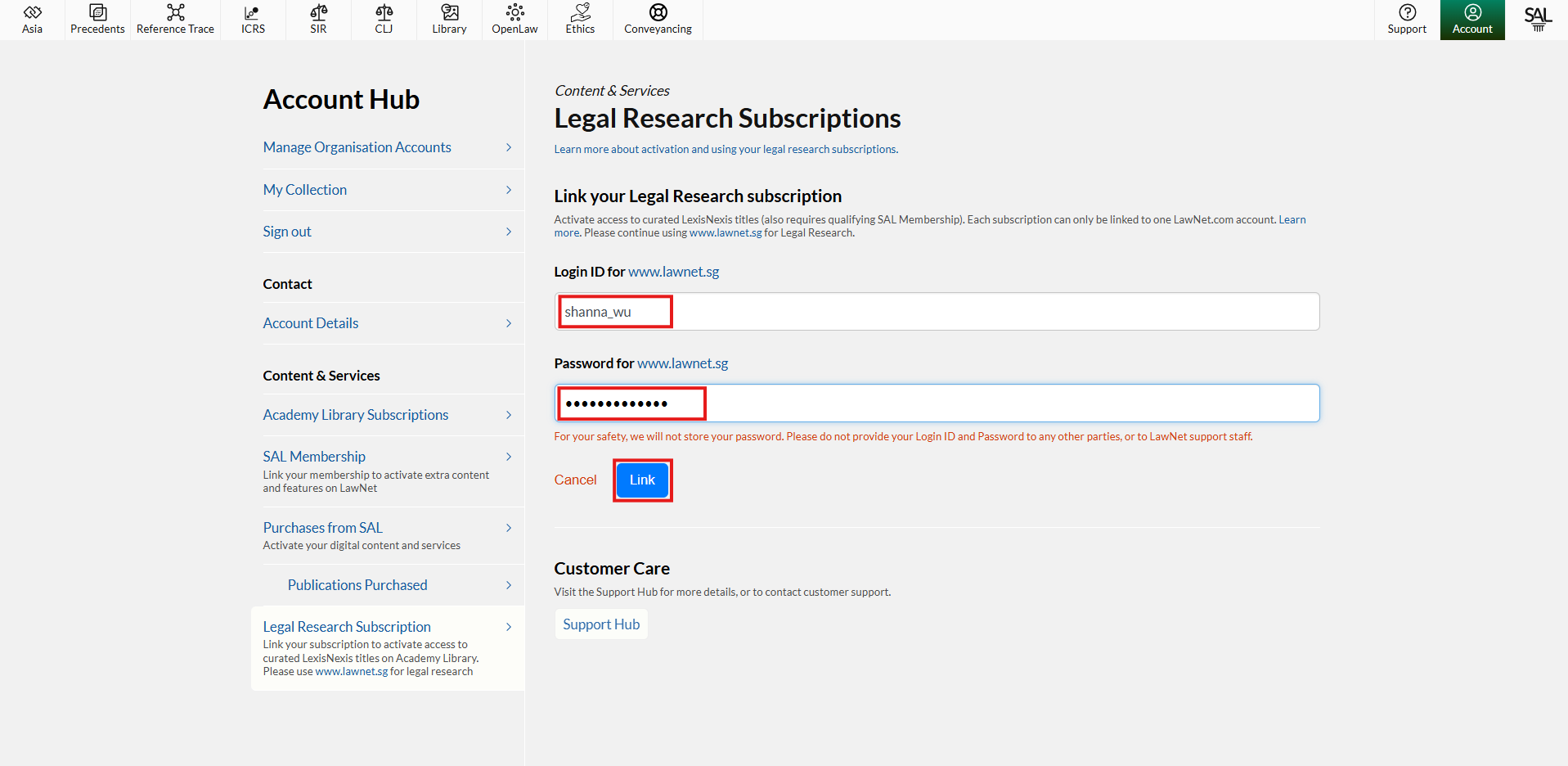 How to Manually Link Your Legal Research Account to LawNet.com
